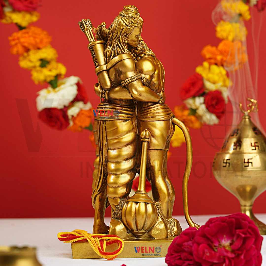Polyresin Antique Lord Ram Milan Hanuman Decor Idol | King of Ayodhya ...