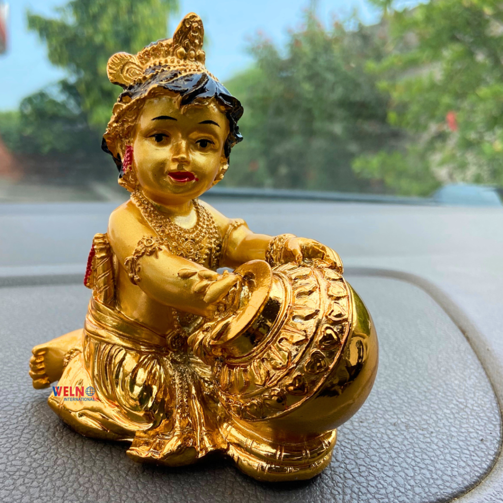 Gold Plated Baby Krishna Idol Statue murti Sculpture Lord Krishna ...
